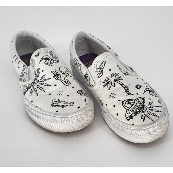 Vans | Shoes | Vans Slipon Unidentified Upaint Ufo White Skate Shoes ...